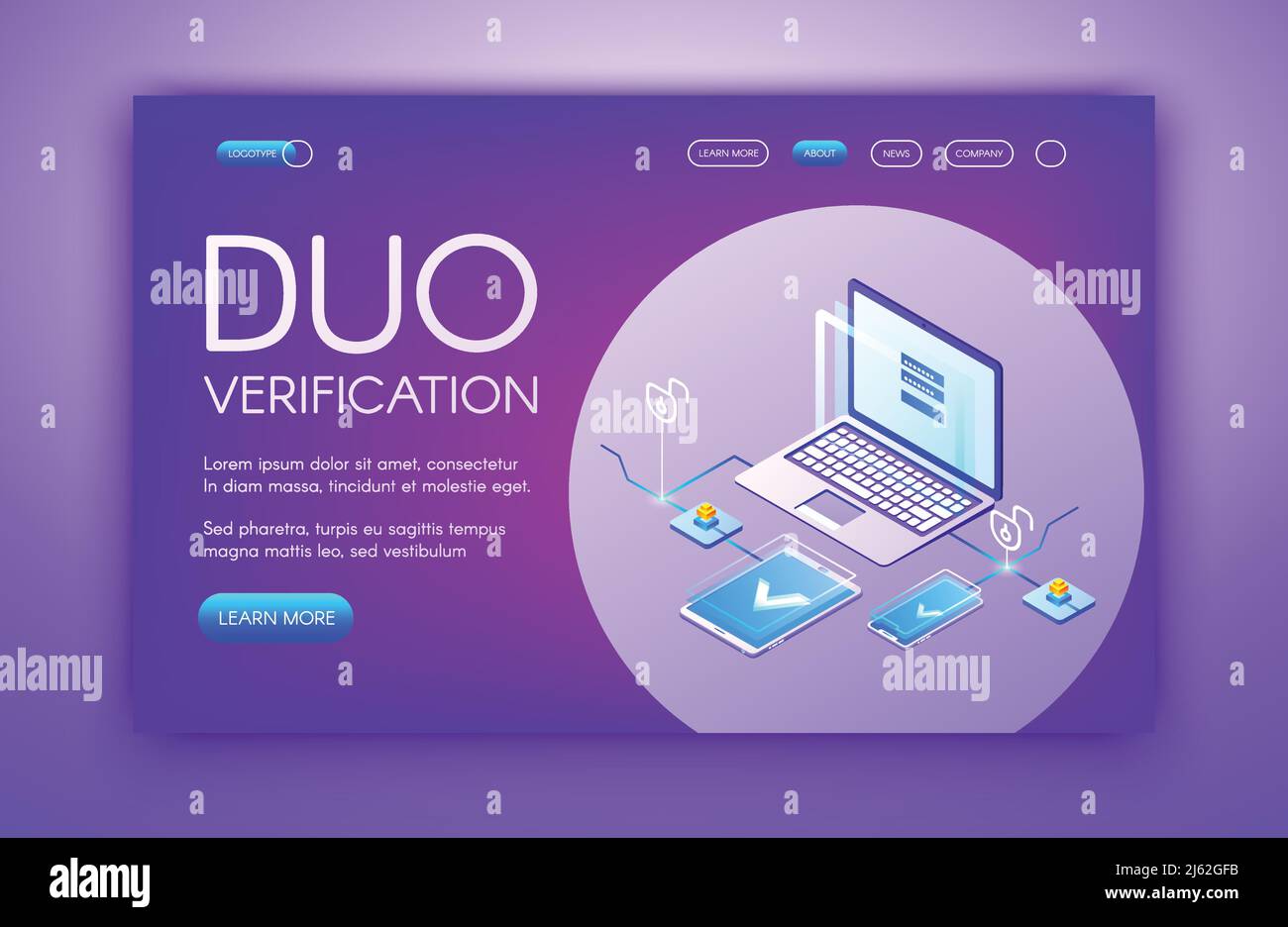 Duo verification vector illustration of computer and smartphone with ...