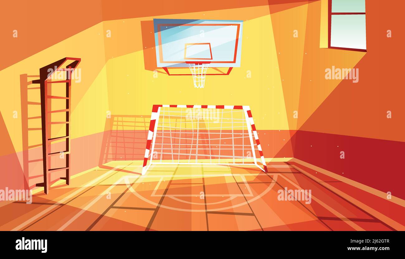 Gymnasium vector illustration of college or school gym and sport hall ...