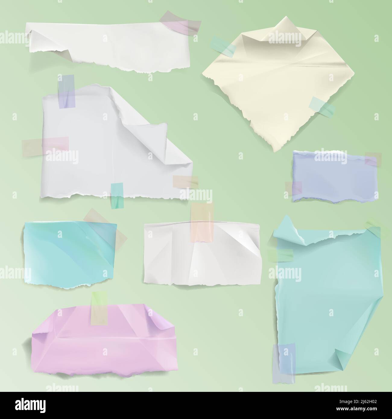 Paper page scraps vector illustration of realistic blank ripped sheets ...