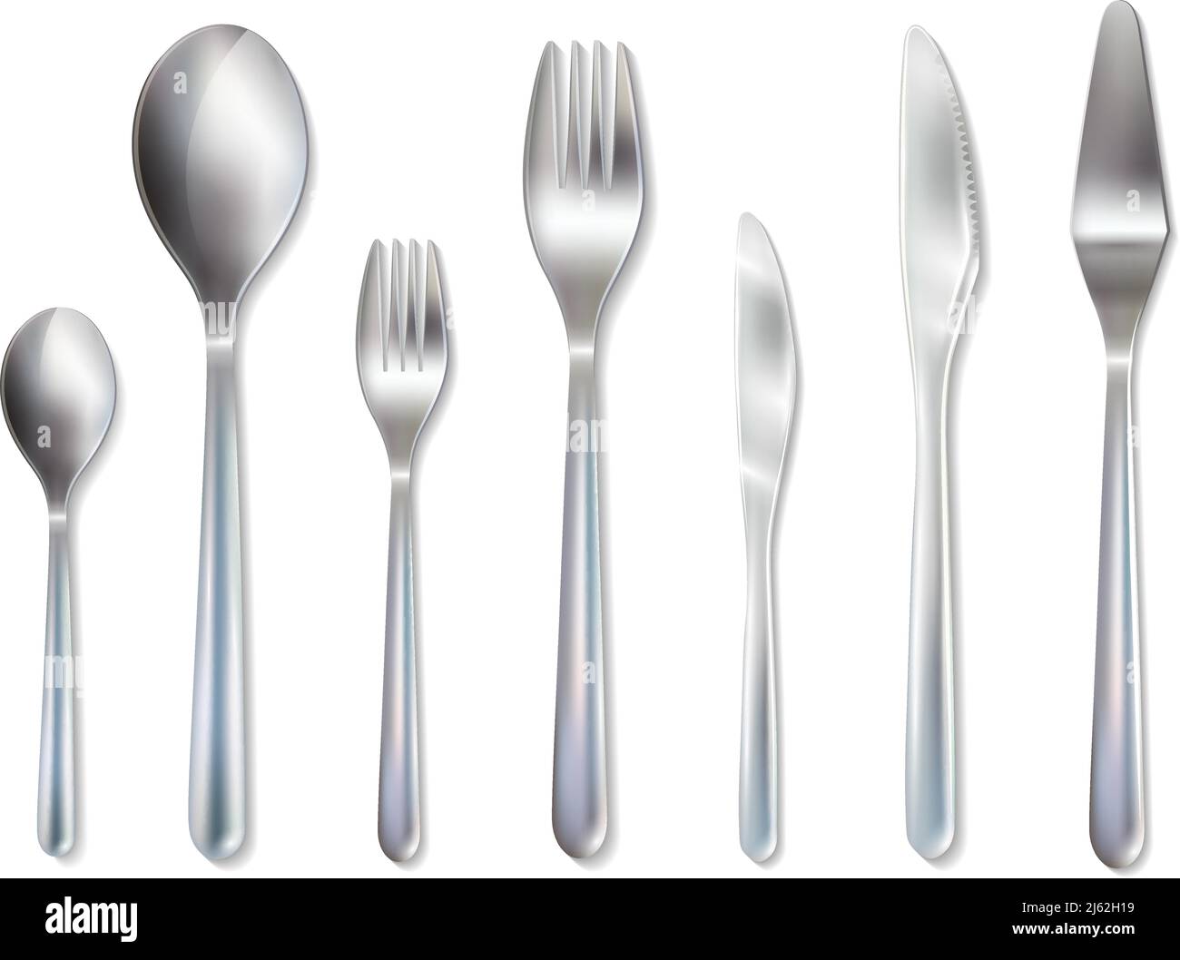 Reception dinner cutlery set with spoons knives and forks for main dish ...
