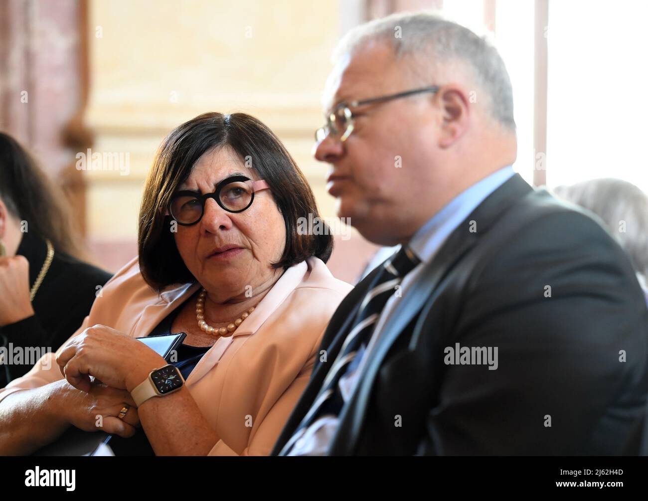 Prague, Czech Republic. 27th Apr, 2022. L-R Ambassador of Israel Anna ...