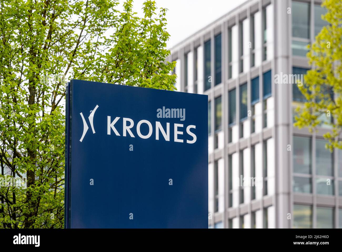Neutraubling, Germany. 25th Apr, 2022. Logo of Krones AG in front of an ...