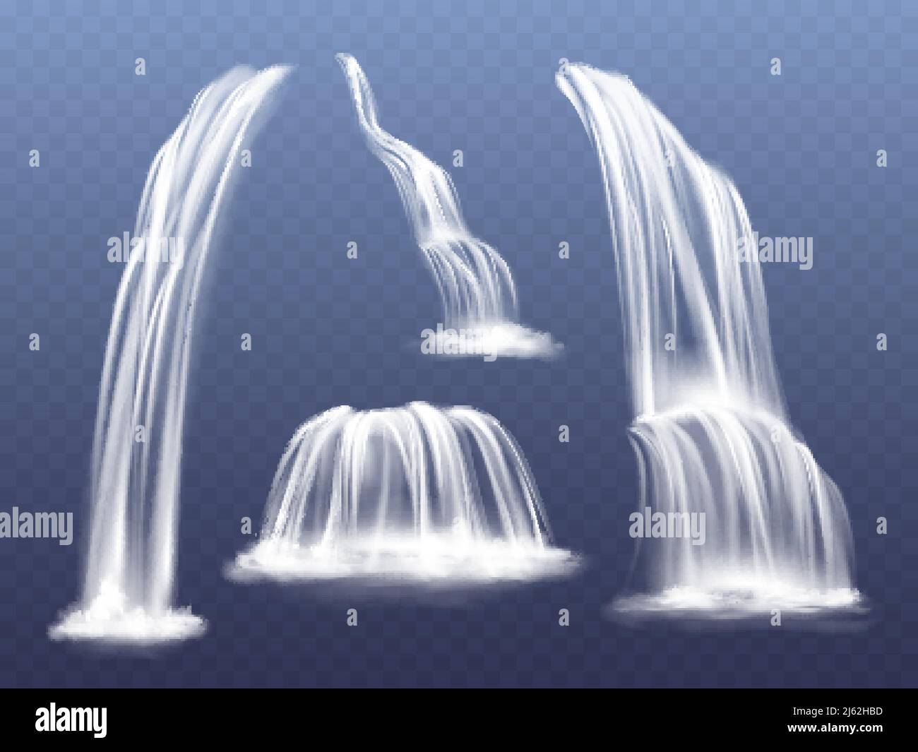 Waterfall or water cascade vector illustration. Isolated realistic set ...