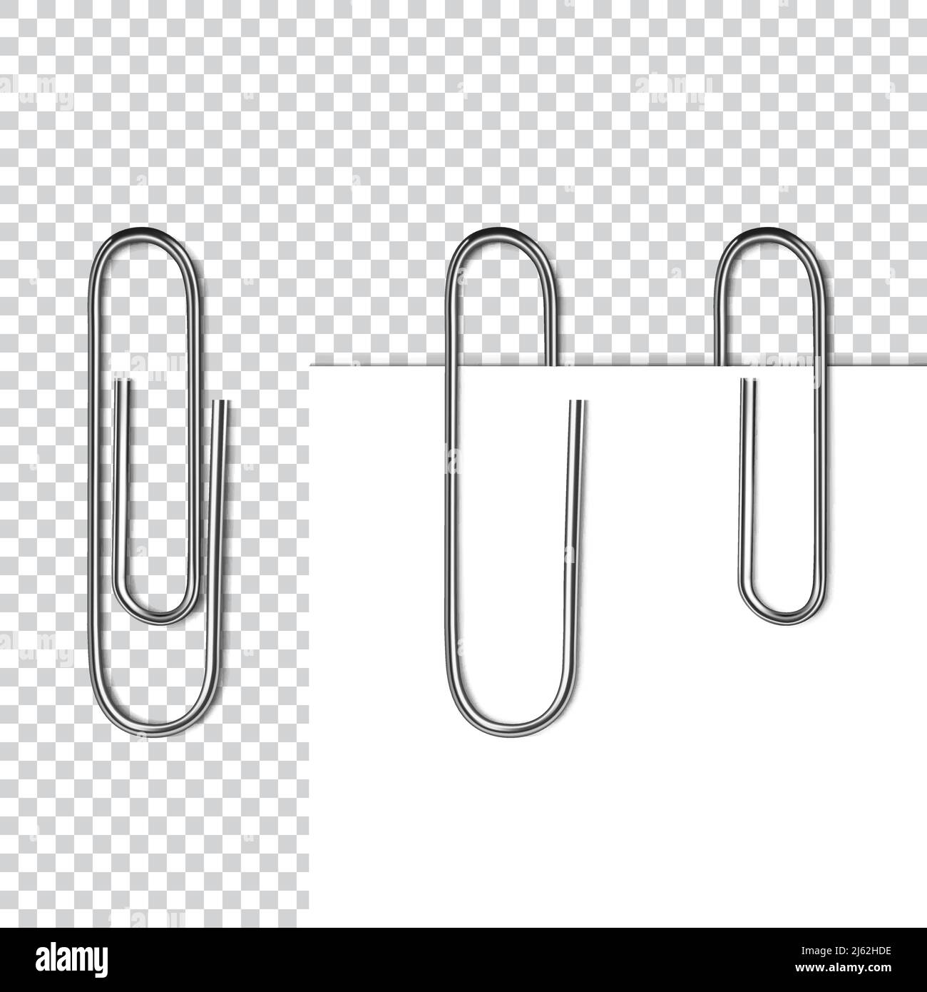 Paper page on clip vector illustration of 3D realistic metal clip with ...