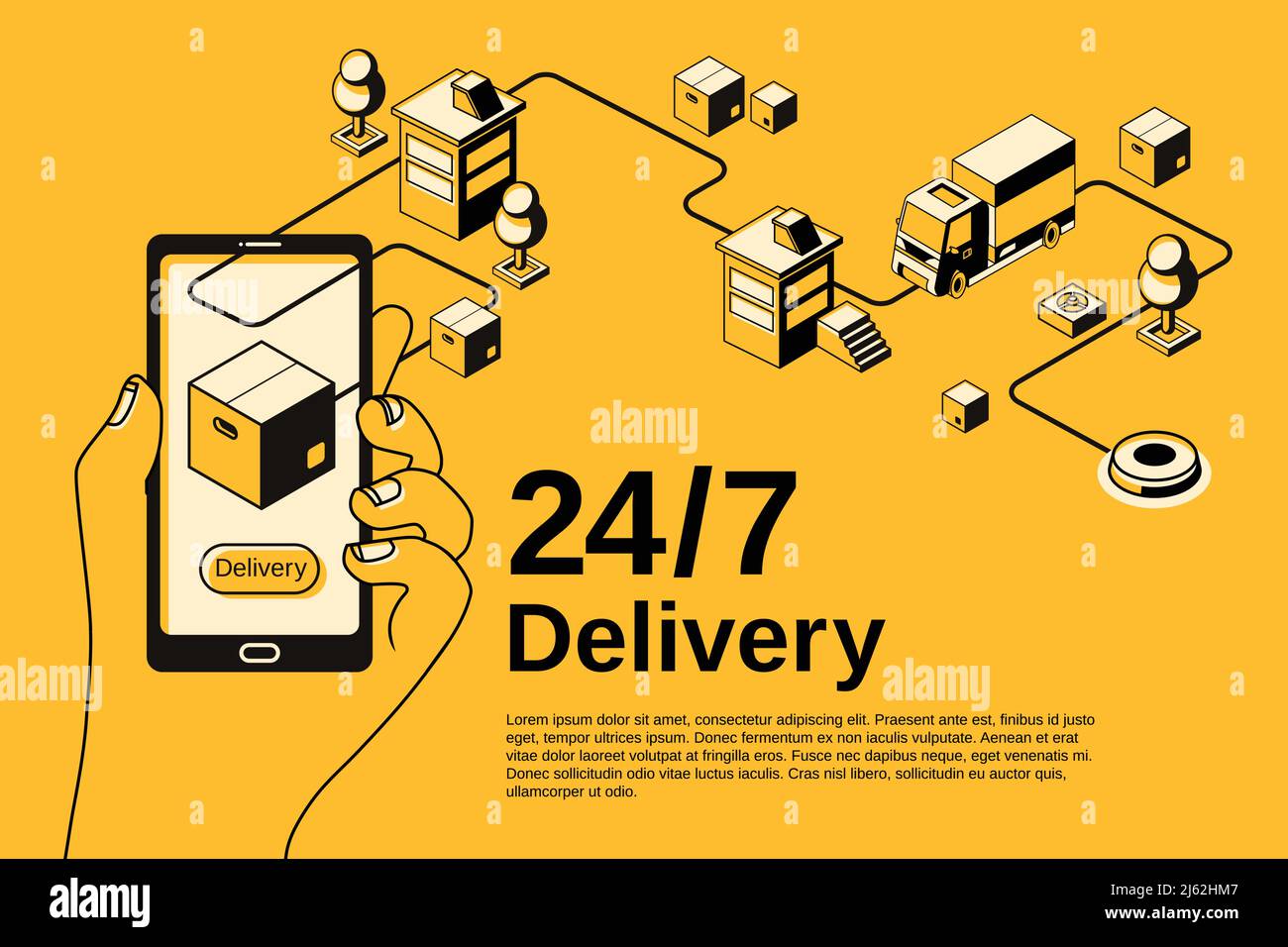Delivery service application vector illustration for mail parcel ...