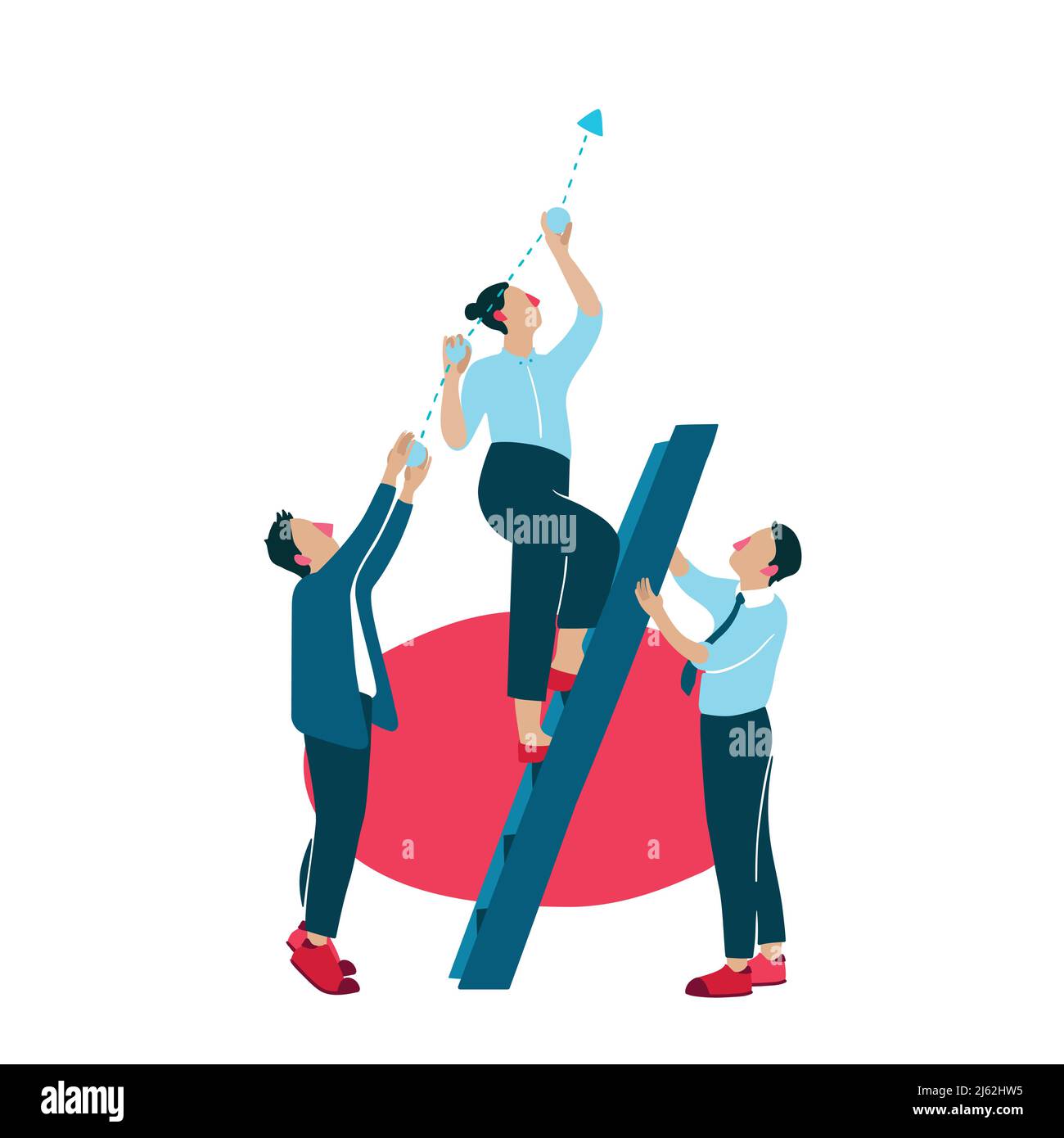 Business growth improvement vector illustration. Company people or ...