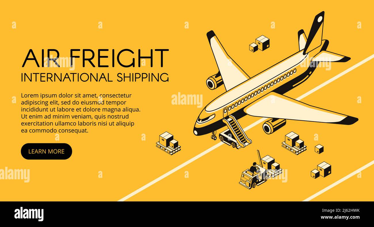 Air freight logistics vector illustration of airplane and parcels on ...