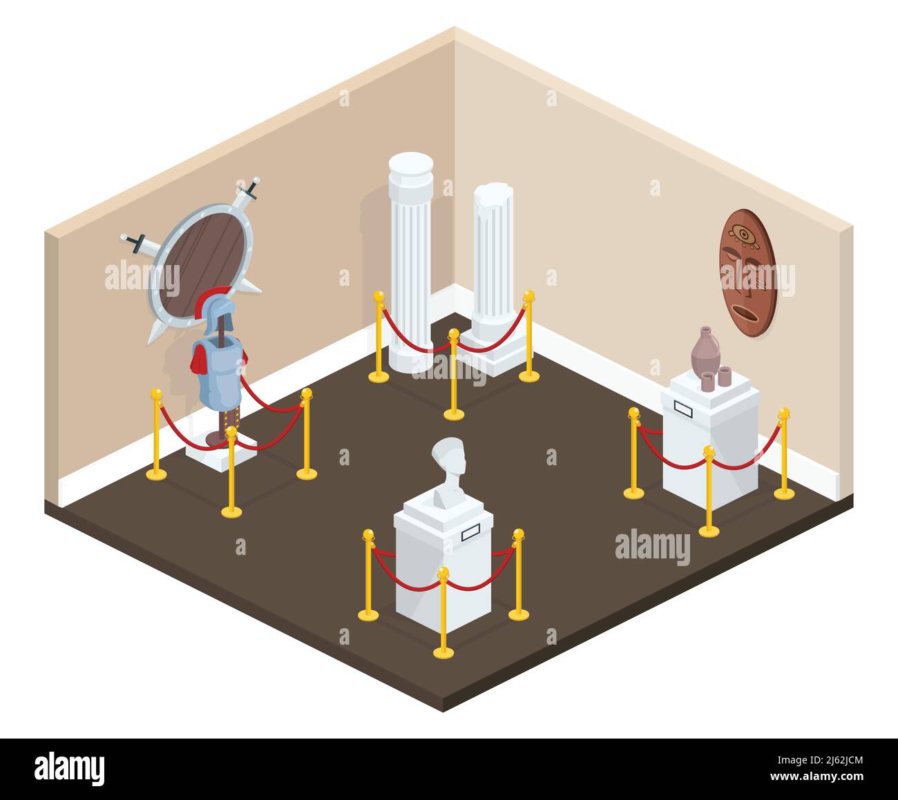 Museum exhibition hall in cross section vector illustration of gallery ...