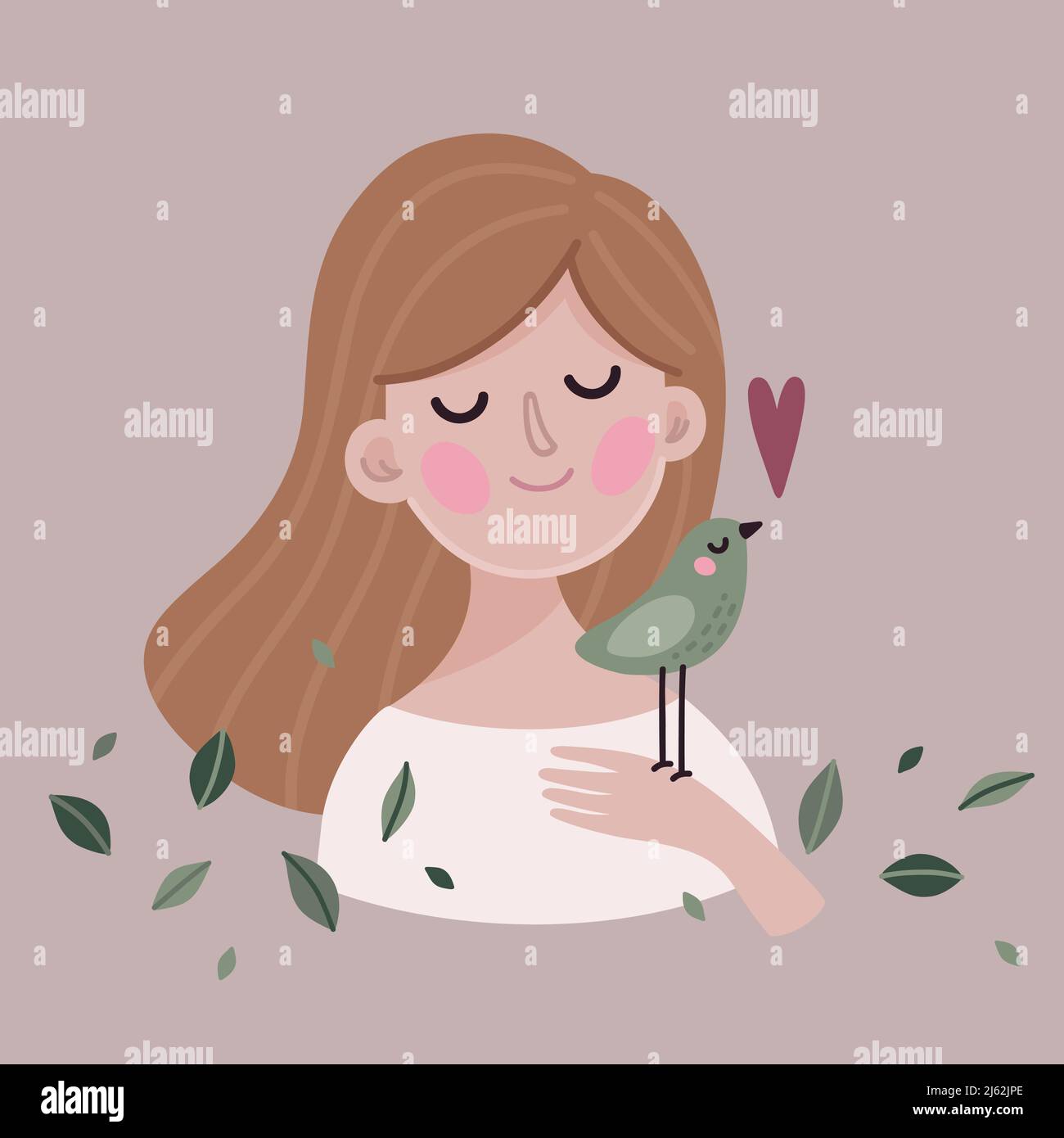 Girl and bird Stock Vector Image & Art - Alamy