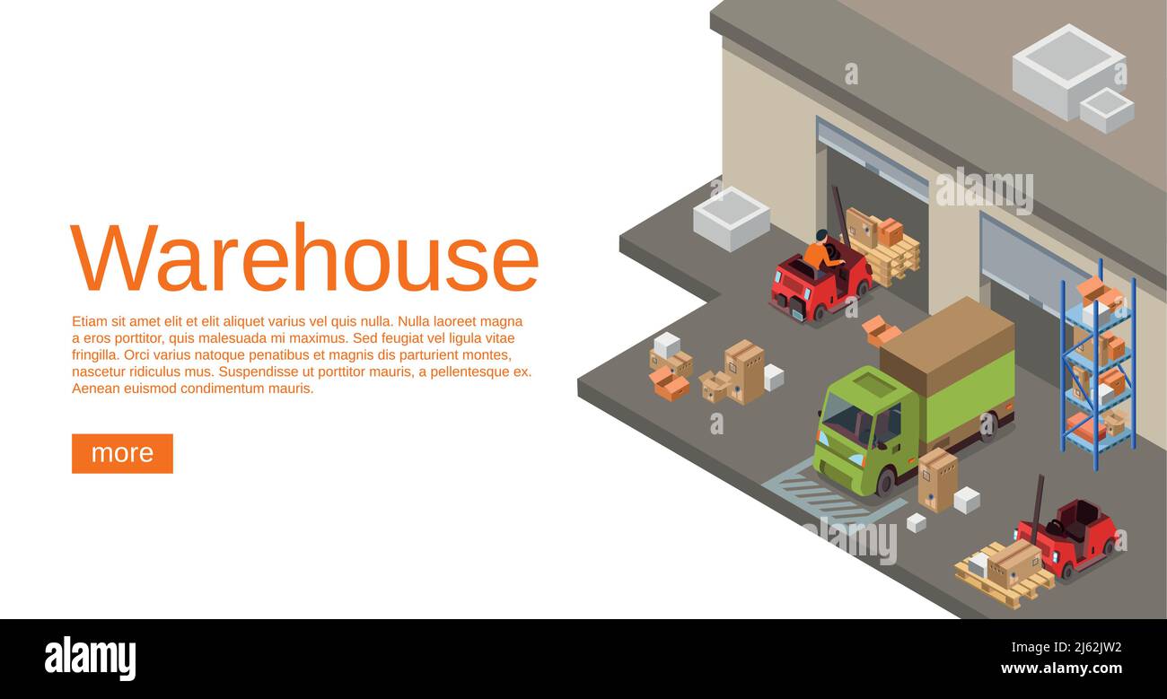 Warehouse isometric 3D vector illustration of storehouse and logistics ...