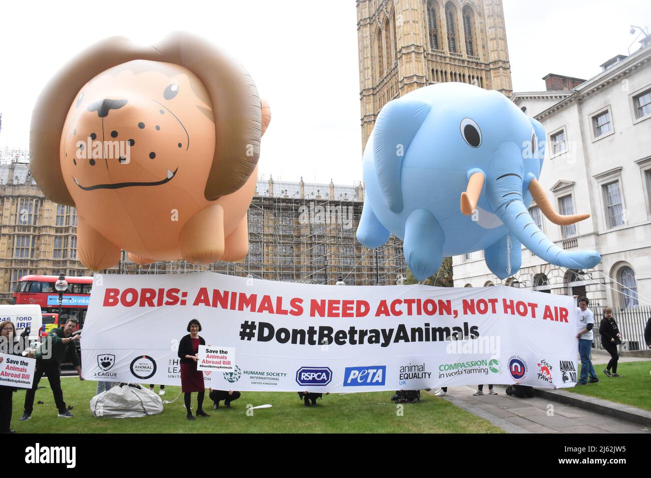 London, UK. 27th Apr, 2022. Animals abroad bill protest by PETA outside ...