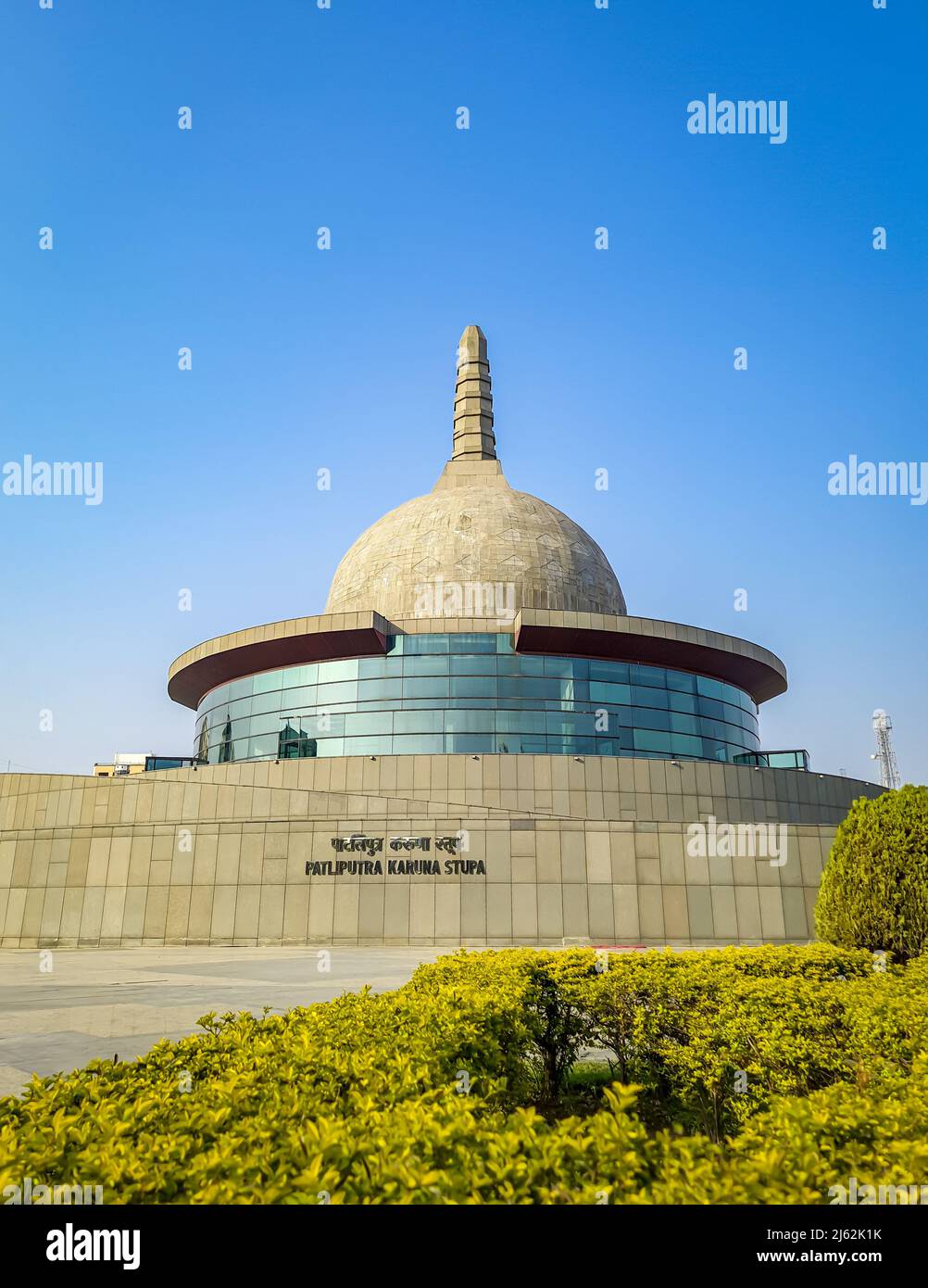 buddha stupa with bright blue sky at morning from flat angle image is ...