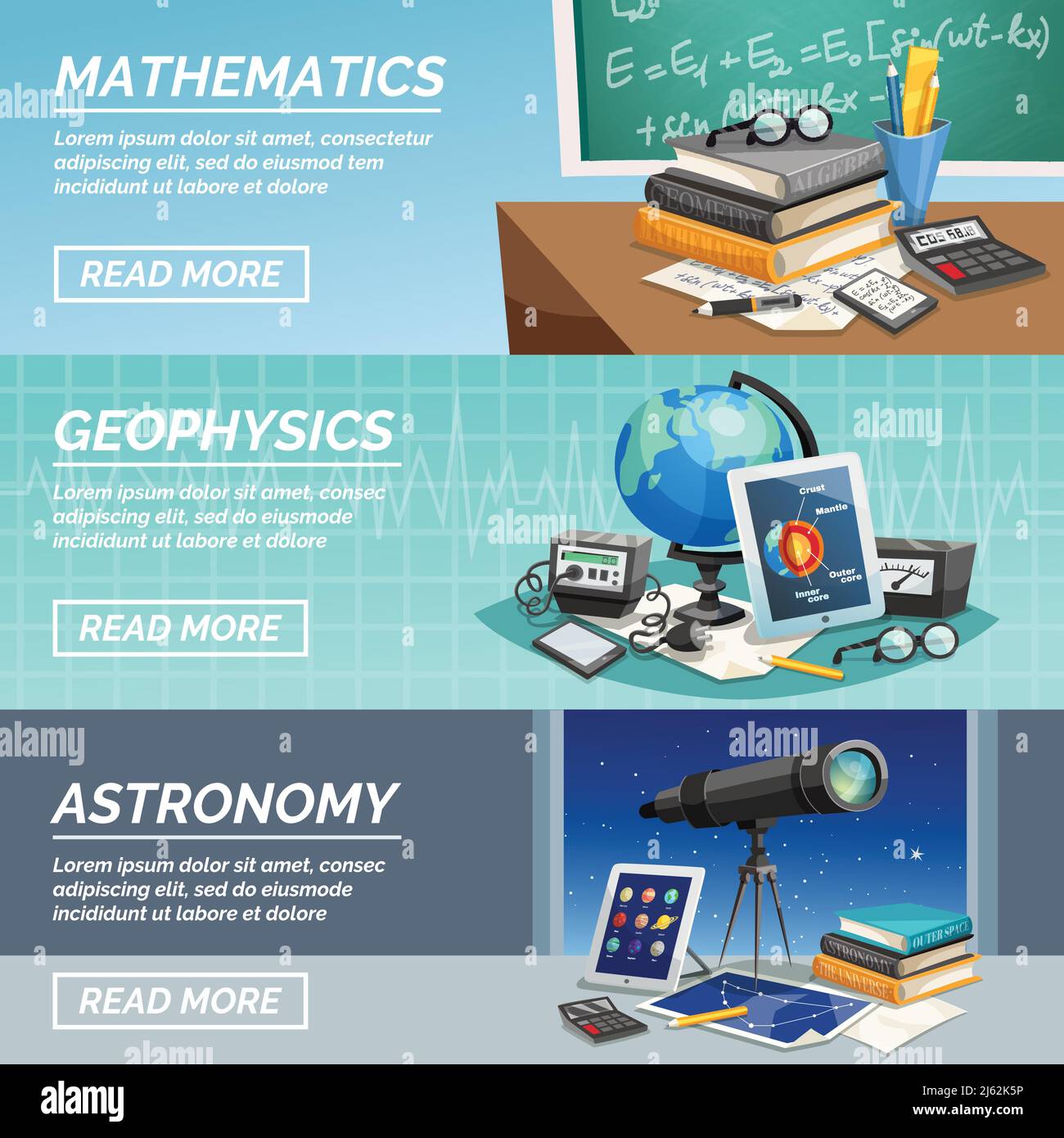 Education horizontal banners with various school and university ...