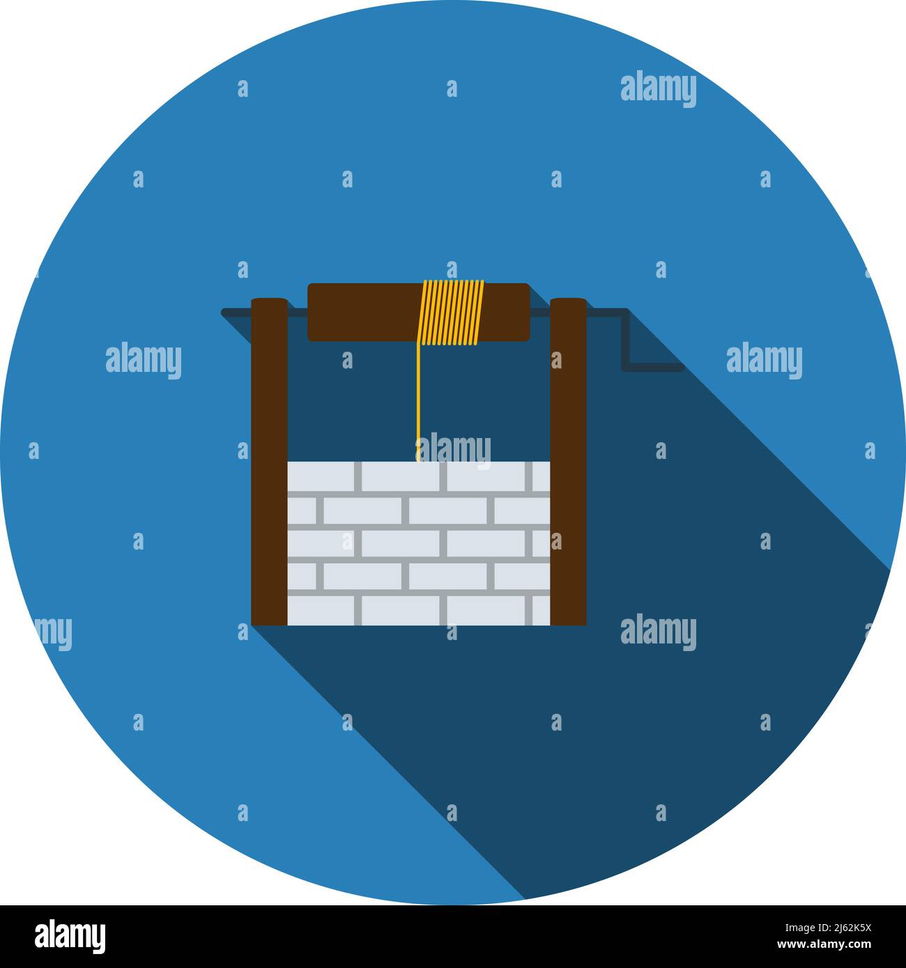Well Icon. Flat Circle Stencil Design With Long Shadow. Vector ...