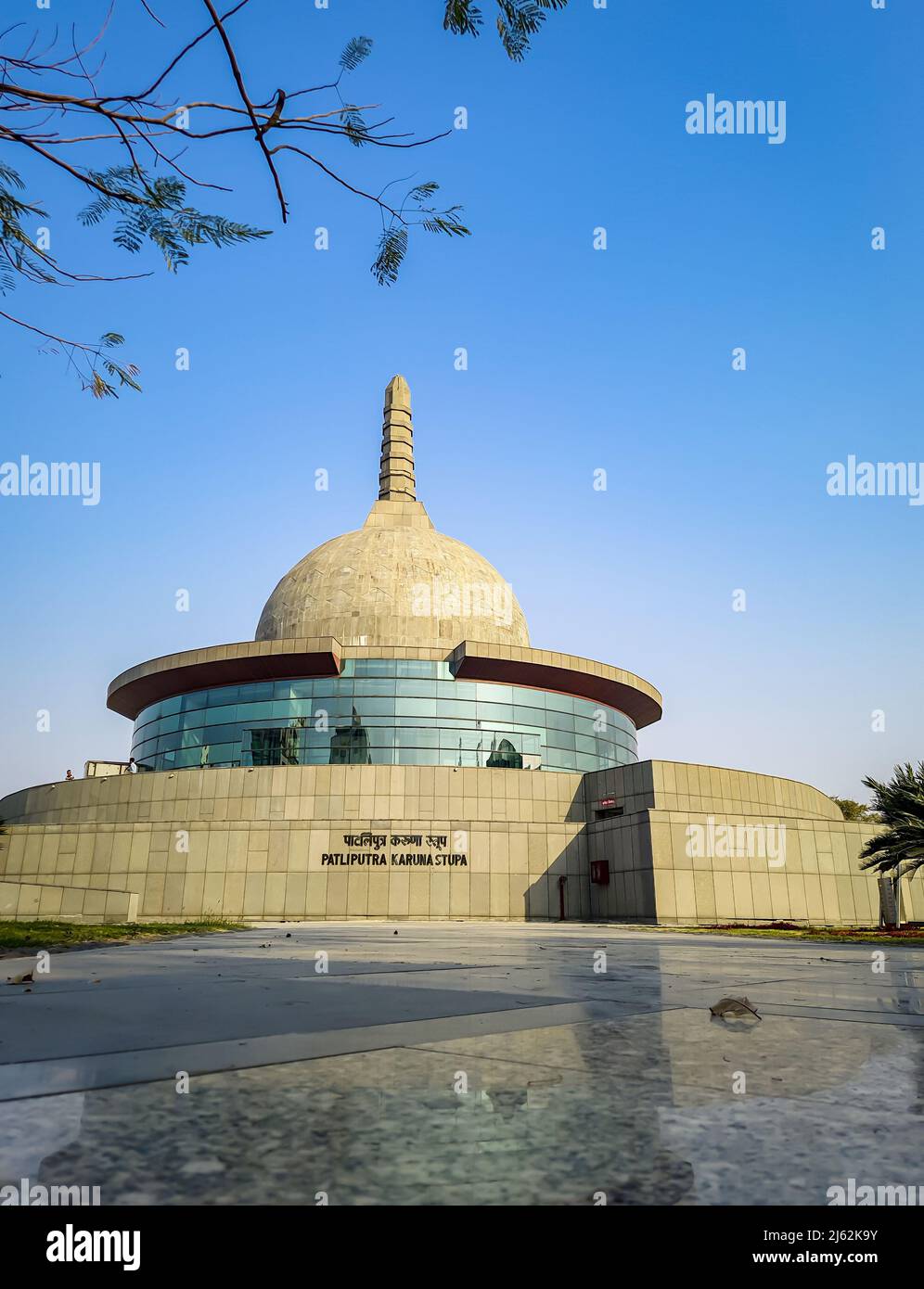 buddha stupa with bright blue sky at morning from low angle image is ...