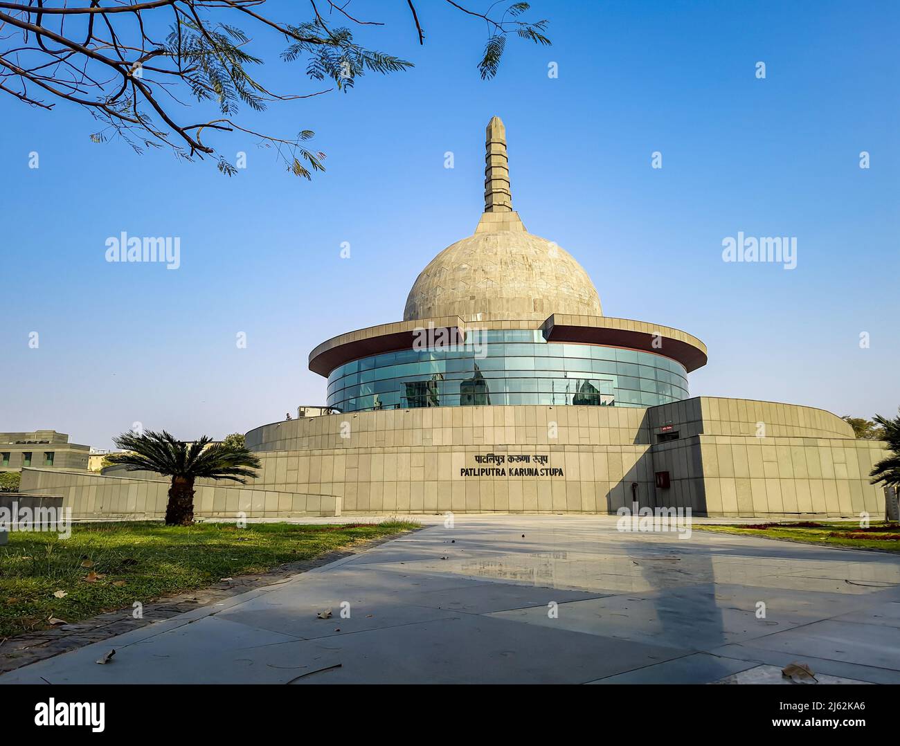 buddha stupa with bright blue sky at morning from low angle image is ...