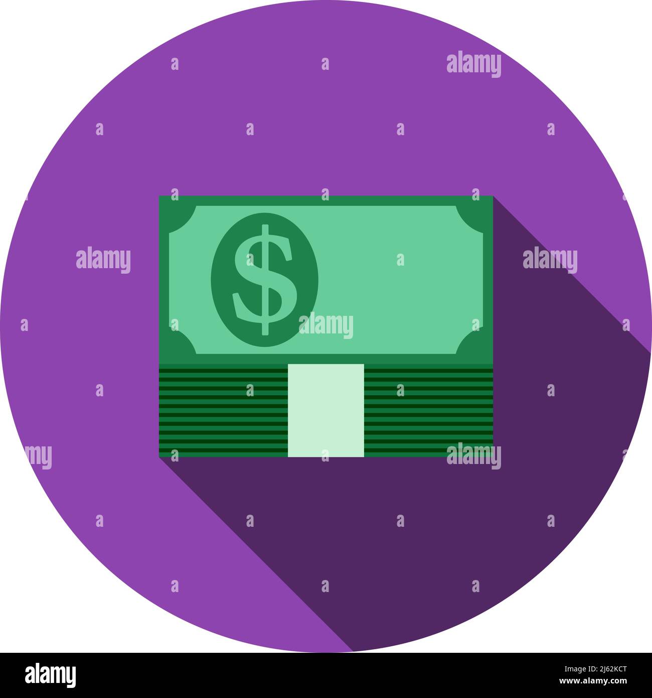 Banknote On Top Of Money Stack Icon. Flat Circle Stencil Design With ...