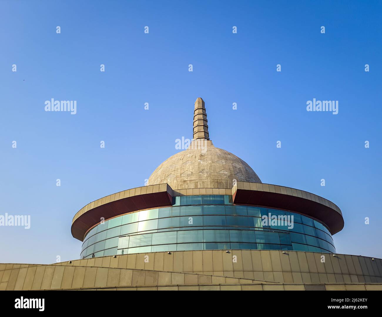 buddha stupa with bright blue sky at morning from low angle image is ...