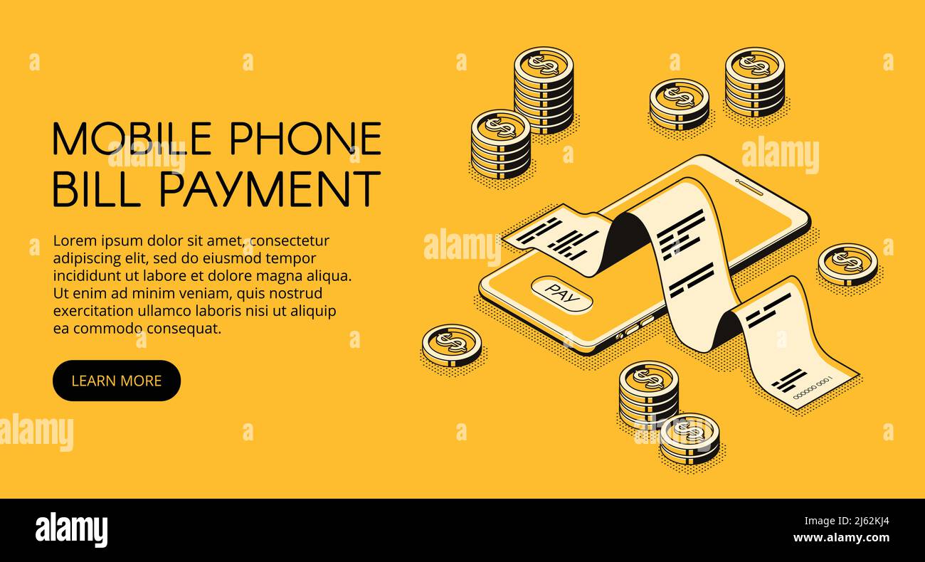 Mobile phone bill payment vector illustration of smartphone with money ...