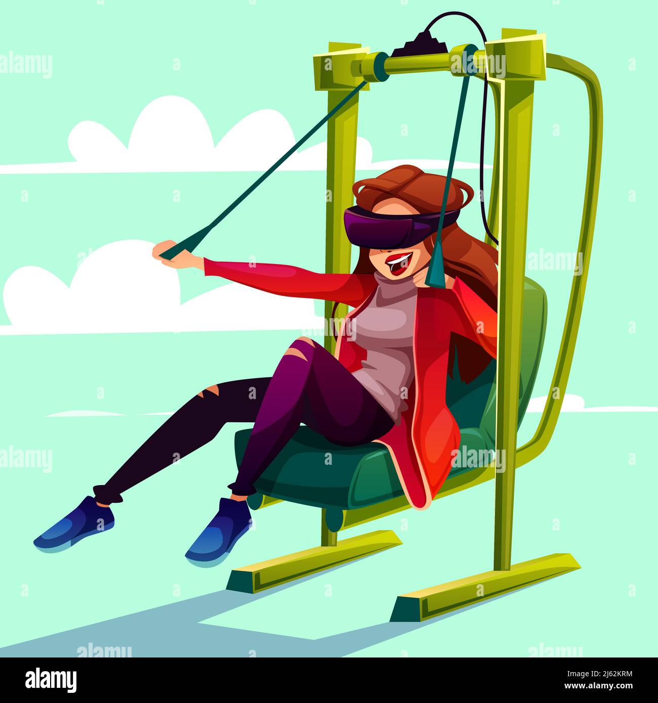 VR simulator entertainment paragliding vector cartoon illustration ...