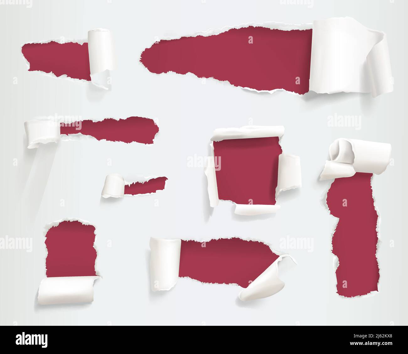Paper torn holes vector illustration of realistic ragged or ripped ...