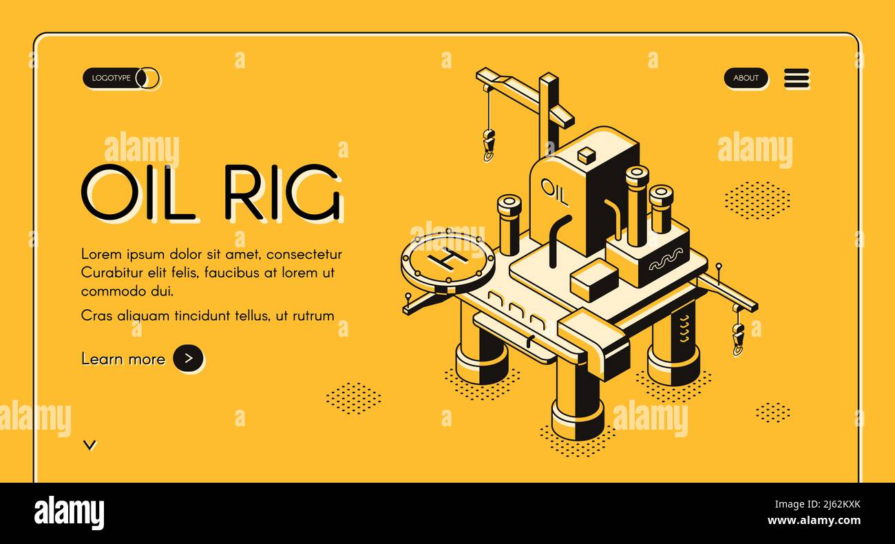 Oil rig offshore platform vector illustration on isometric line design ...