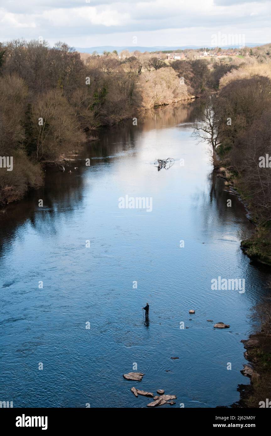Around the UK - 'Gone Fishing' River Eden, Wetheral, Cumbria, UK Stock ...