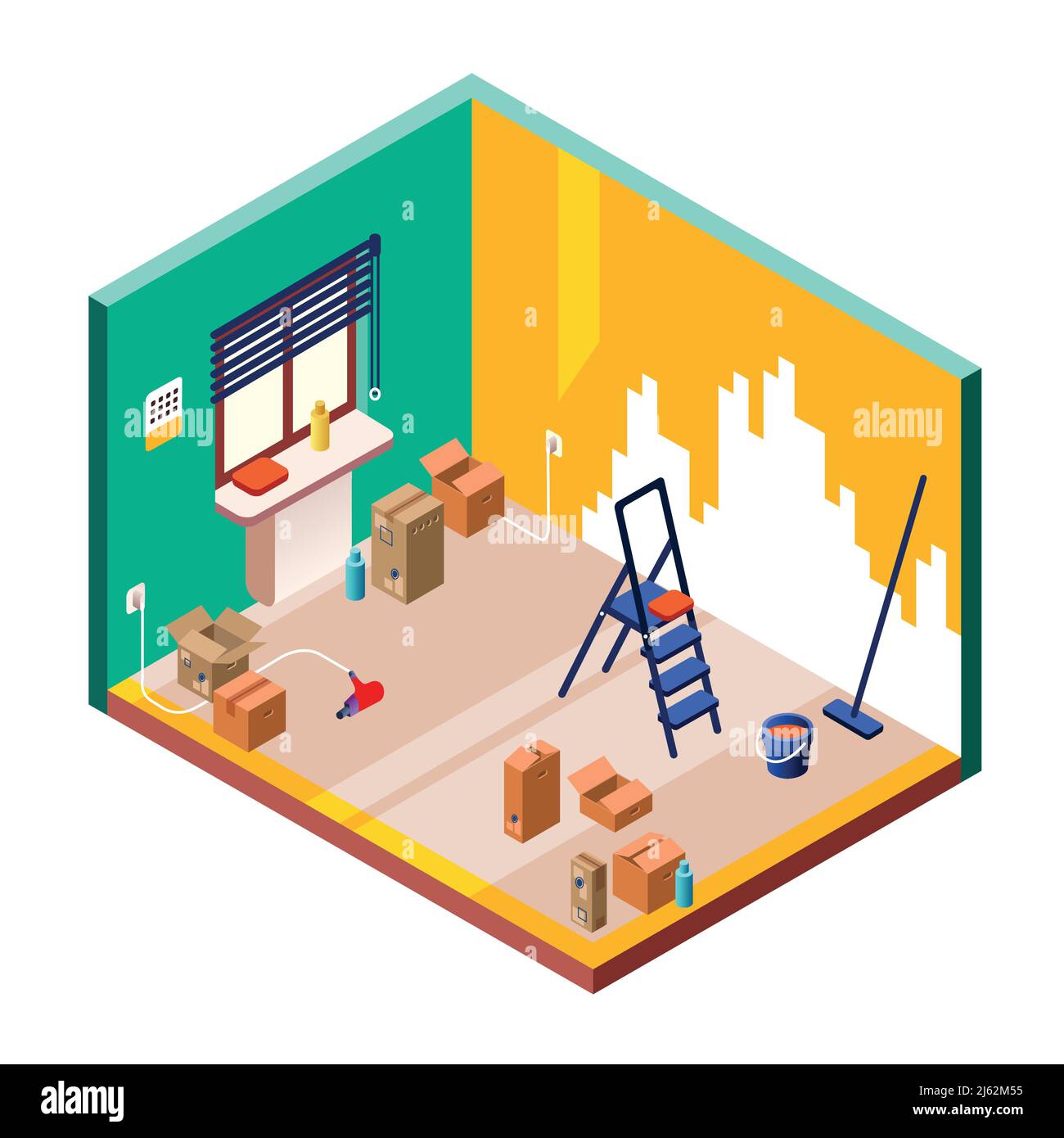 Cartoon tools apartment repairs Cut Out Stock Images & Pictures - Alamy