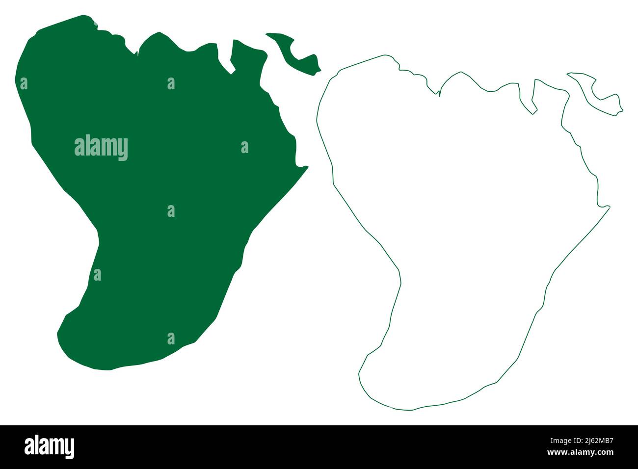 Manda island (Republic of Kenya, Indian Ocean) map vector illustration ...