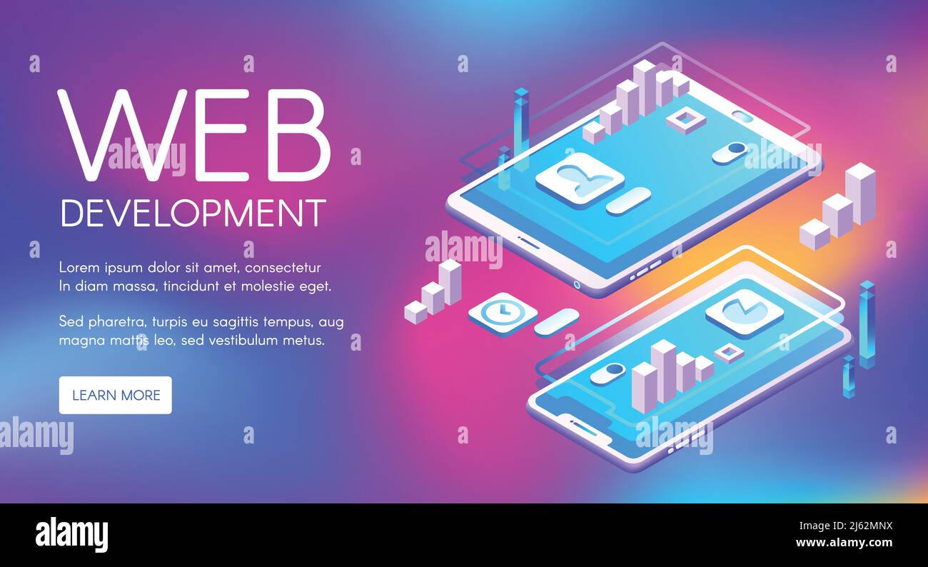 Web development vector illustration of computer and smartphone ...