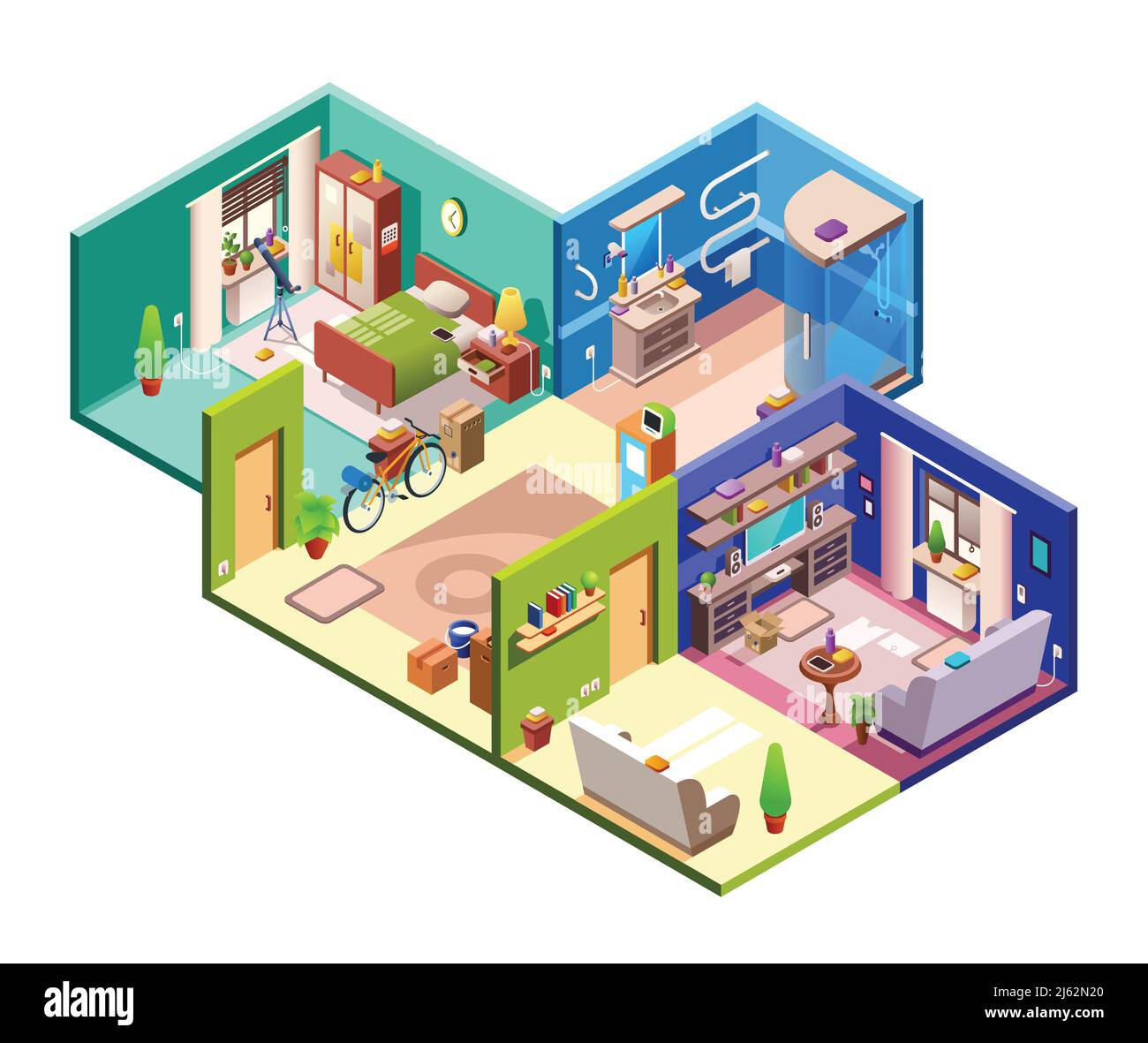 Apartments cross section vector illustration of modern flat plan ...