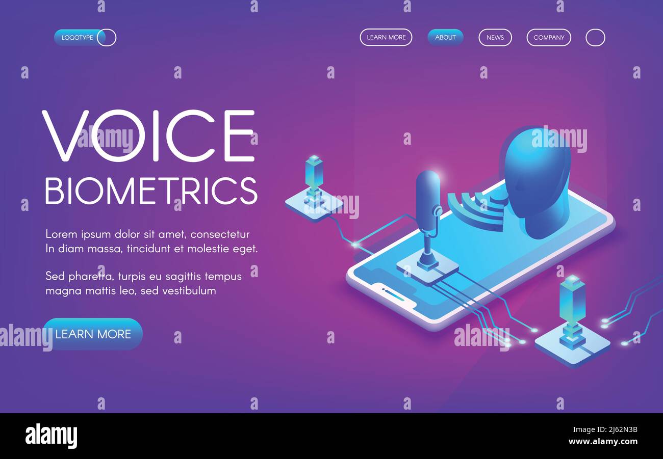 Voice biometrics technology vector illustration for personal identity ...