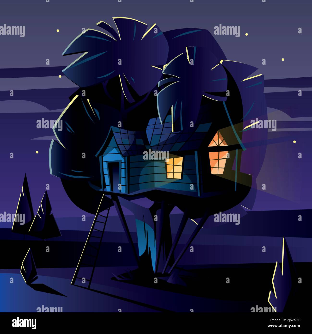Childrens treehouse Stock Vector Images - Alamy