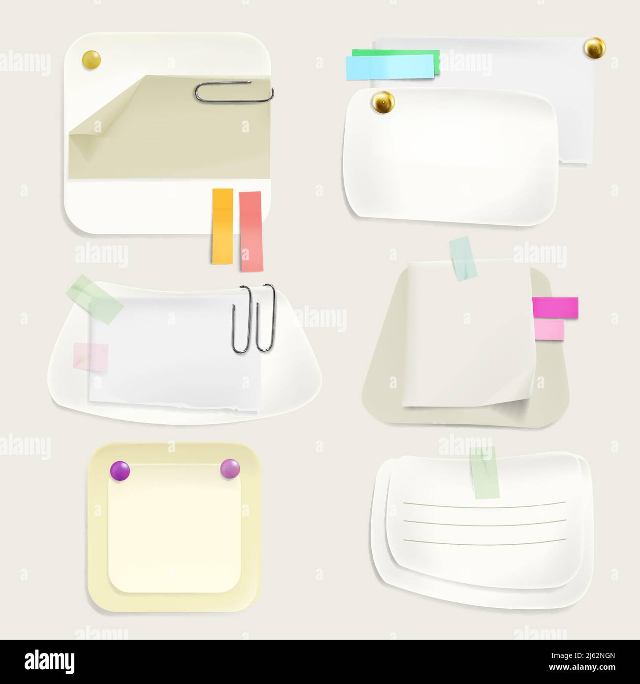 Paper message notes vector illustration of memo stickers and reminders ...