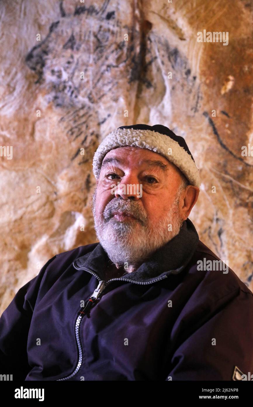 Henri Cosquer during the visit of the Cosquer cave construction.The ...