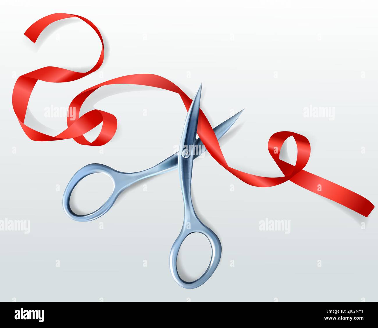 Scissors cutting red ribbon vector illustration for award ceremony or ...