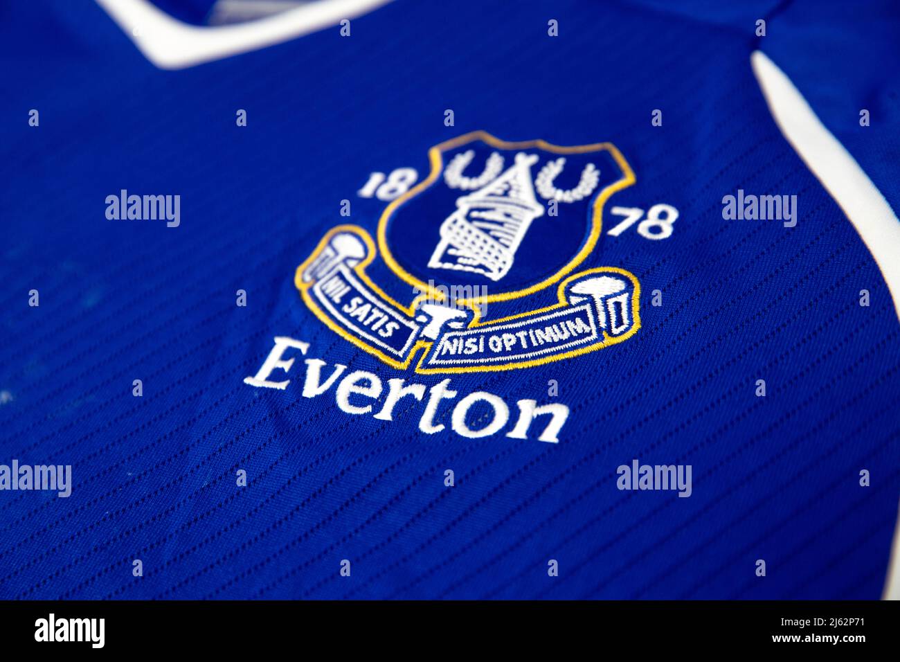 Everton badge on a football shirt Stock Photo - Alamy