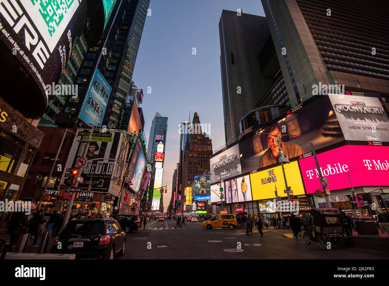 Dusk in Times Square, Midtown Manhattan New York USA Stock Photo - Alamy
