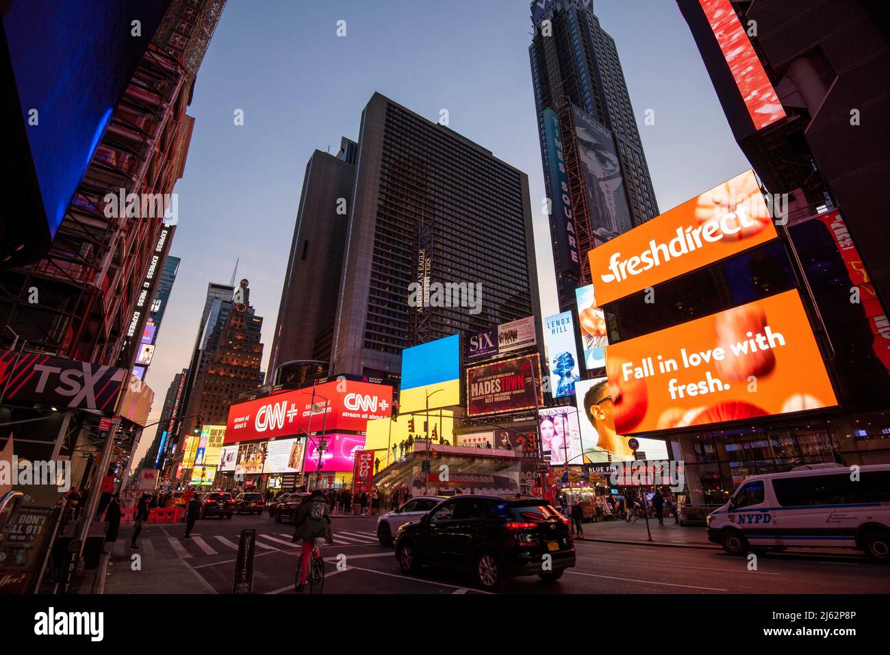 Dusk in Times Square, Midtown Manhattan New York USA Stock Photo - Alamy