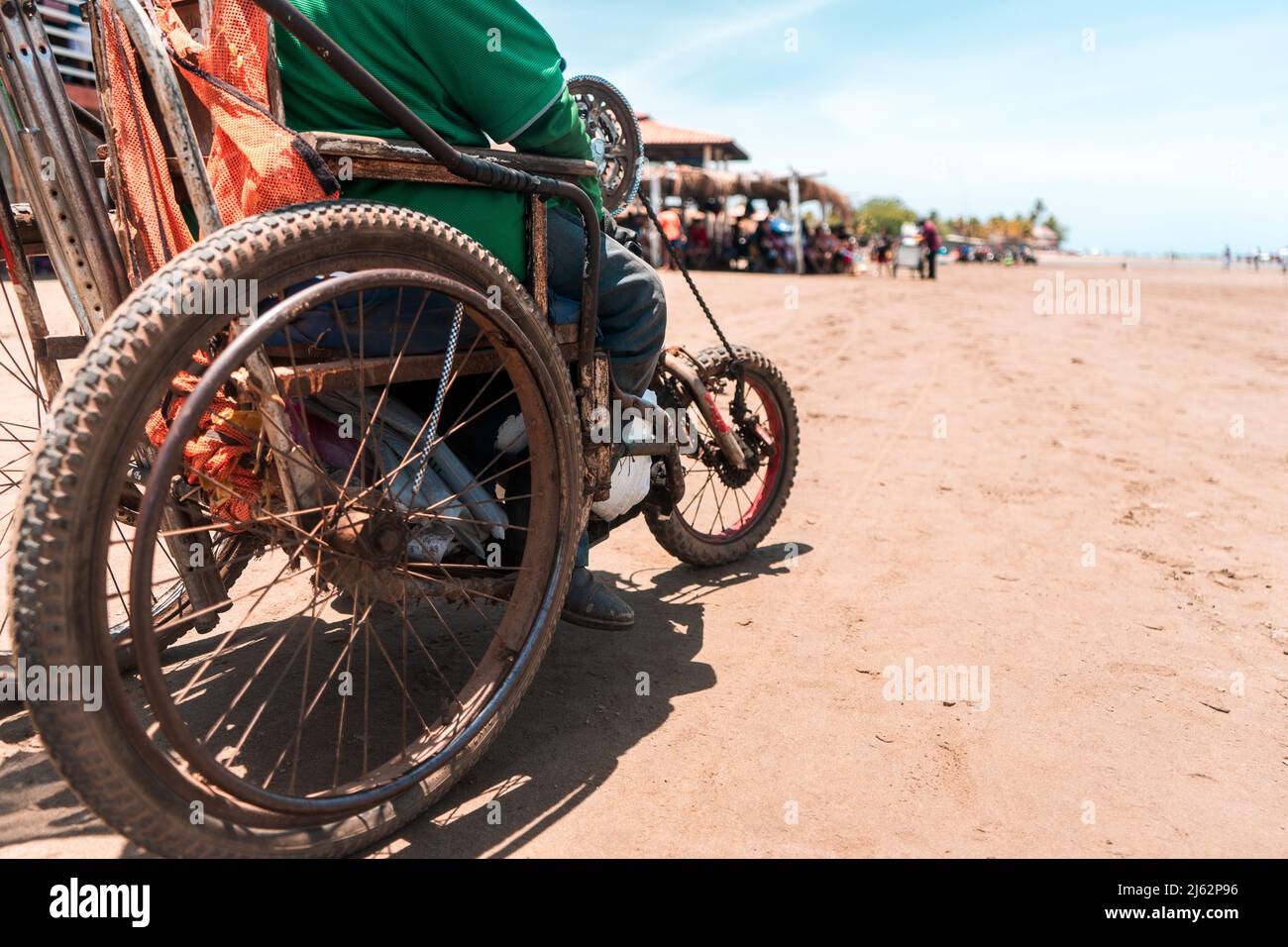 Photo of an unrecognizable disabled senior security guard seen from ...