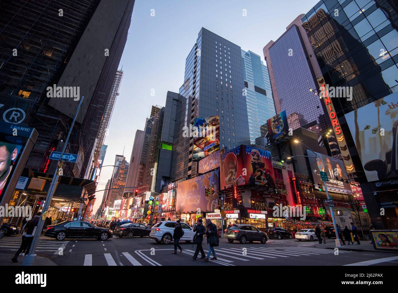 Dusk in Times Square, Midtown Manhattan New York USA Stock Photo - Alamy