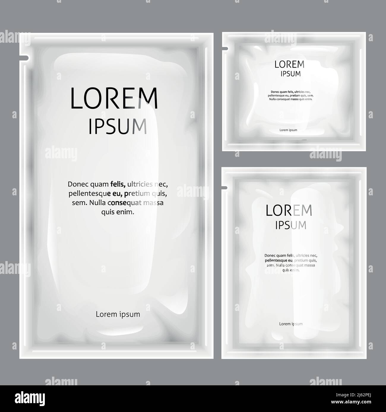 Vector white sachet, foil bag paper mockup. Realistic illustration ...