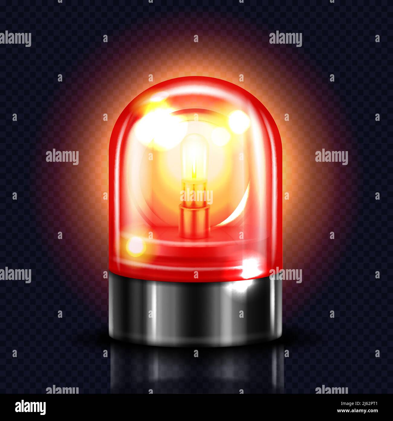 Siren light vector illustration of red alarm lamp or police and ...