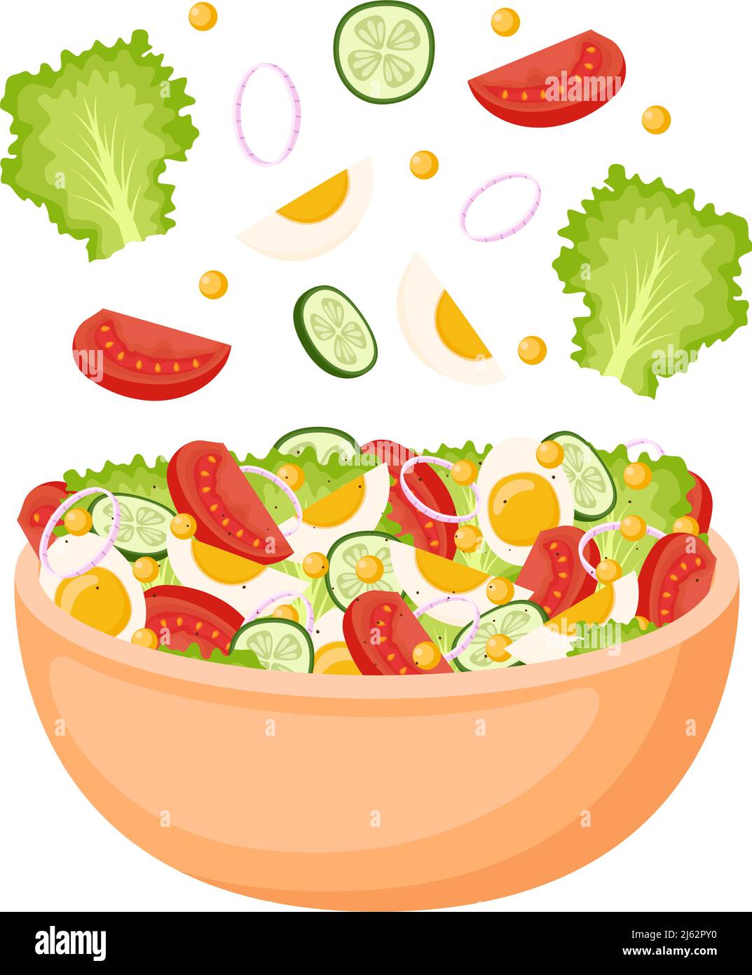 Homemade salad from fresh vegetable, greens and eggs. Healthy food ...