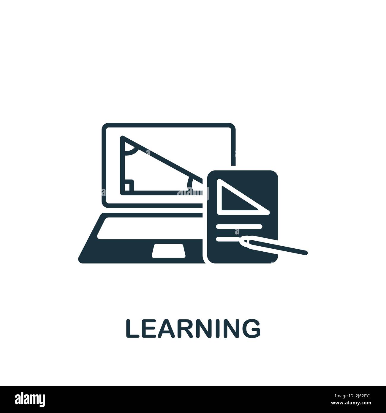 Learning icon. Monochrome simple Brain Process icon for templates, web ...