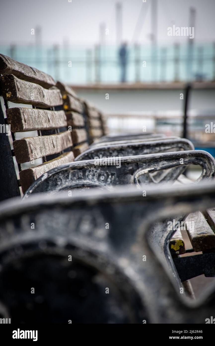 Benches by Glass Bridge Stock Photo - Alamy