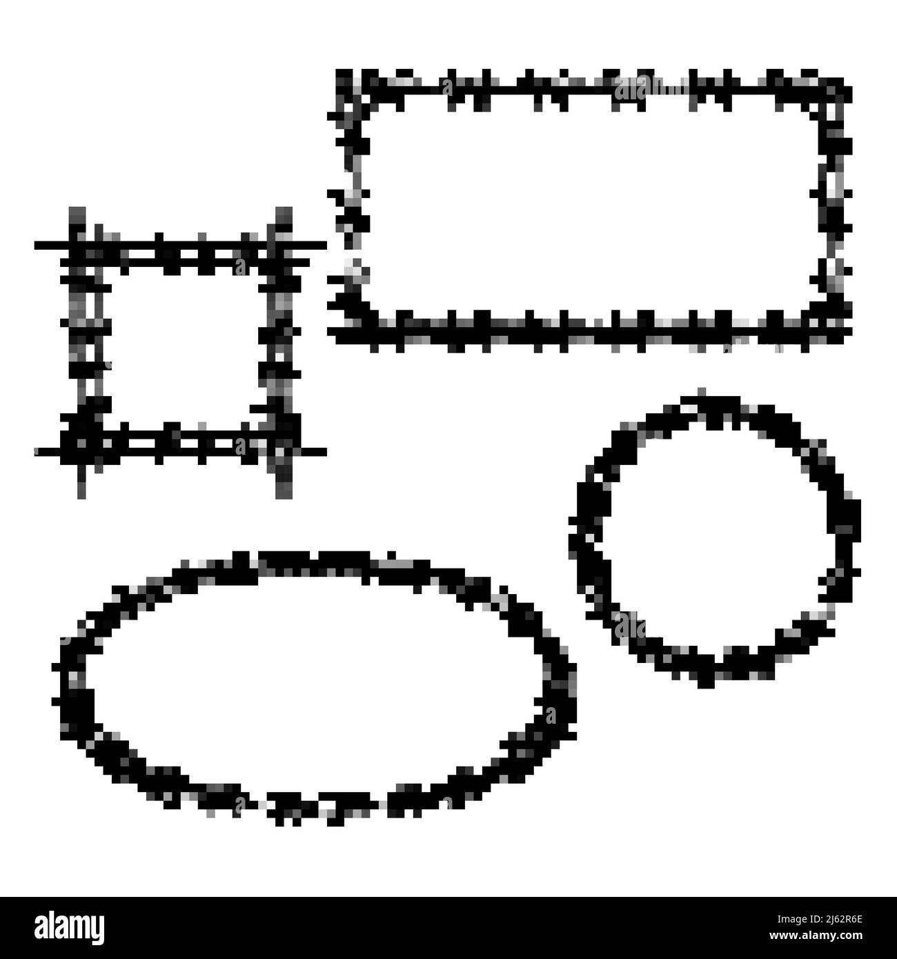 Wreathed with barbed wire rectangle, square and round frames realistic ...