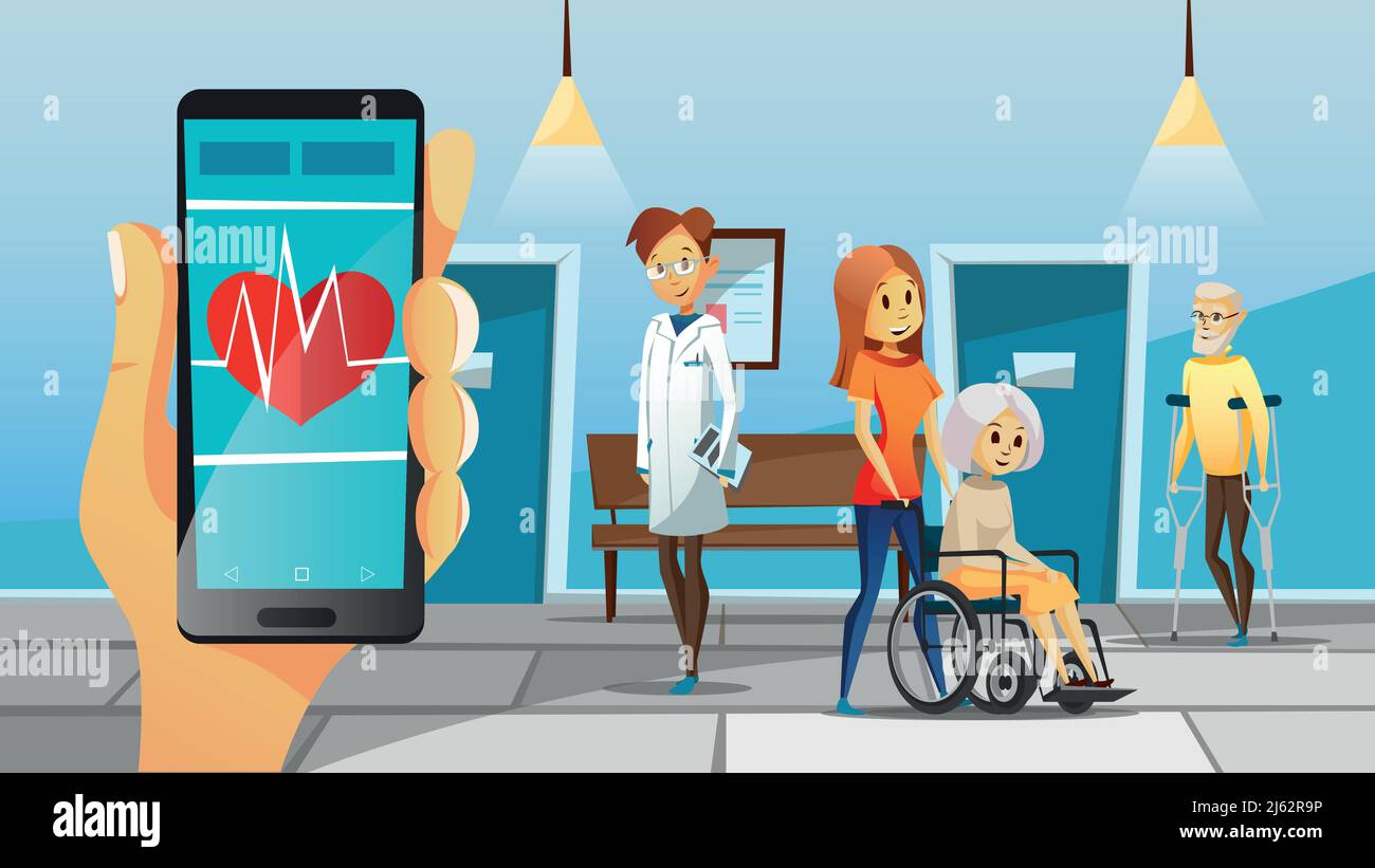 Hospital and old patients vector illustration of old woman in ...