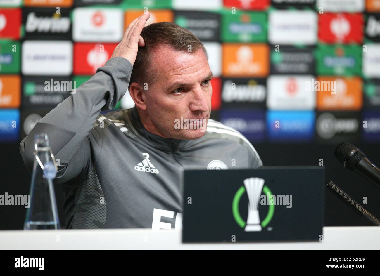 Leicester City manager Brendan Rodgers during a press conference at the ...