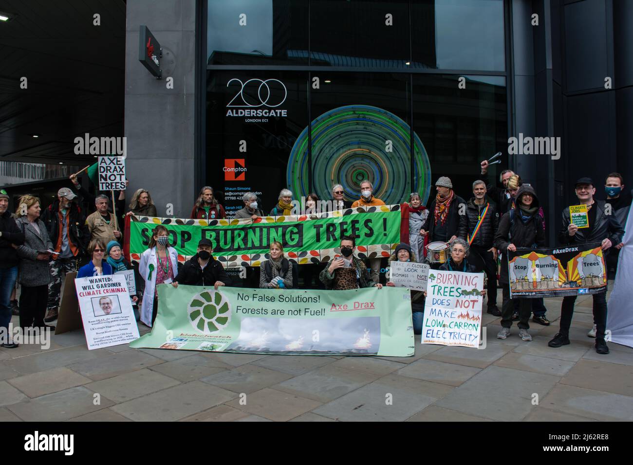 Drax AGM,200 Aldersgate St, London, UK. 27 April 2022. Protest against ...